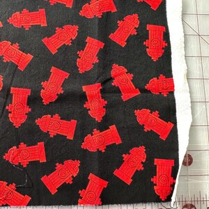 Black Red Fire Hydrants Dog Fireman Fun Puppy Quilting Novelty Cotton ...