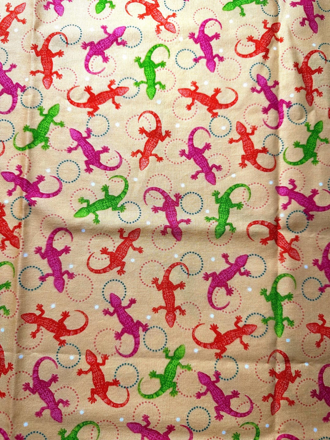 Orange Pink Green Lizards Salamander Junebee Fox Ink & Arrow Fabric ...