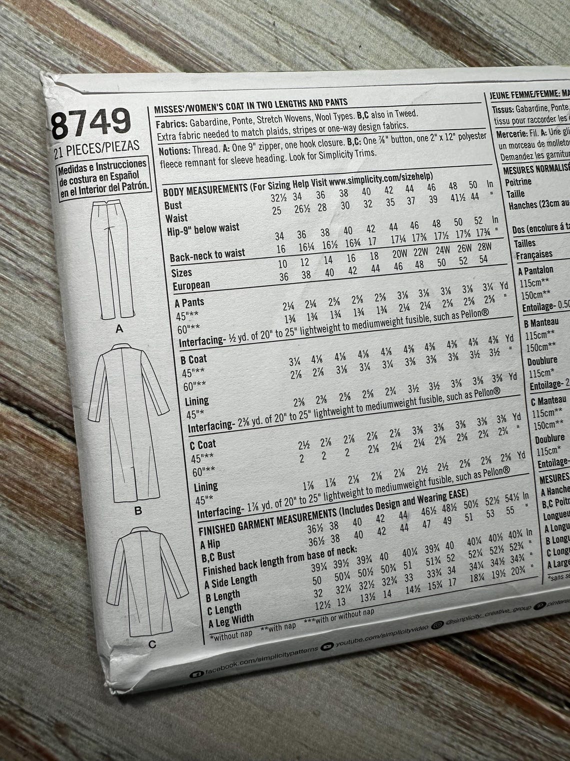 Women’s Dress Pants, Trench Coat Sizes 10-18. Paper Sewing Pattern ...
