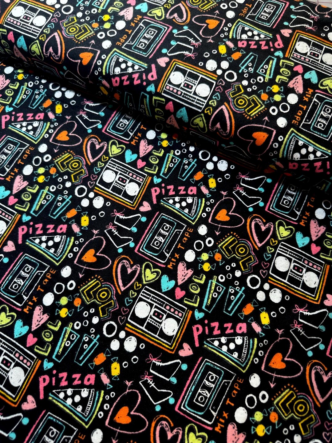 Neon Teen Girl Sketch on Black Super Snuggle Flannel Fabric. Joann ...