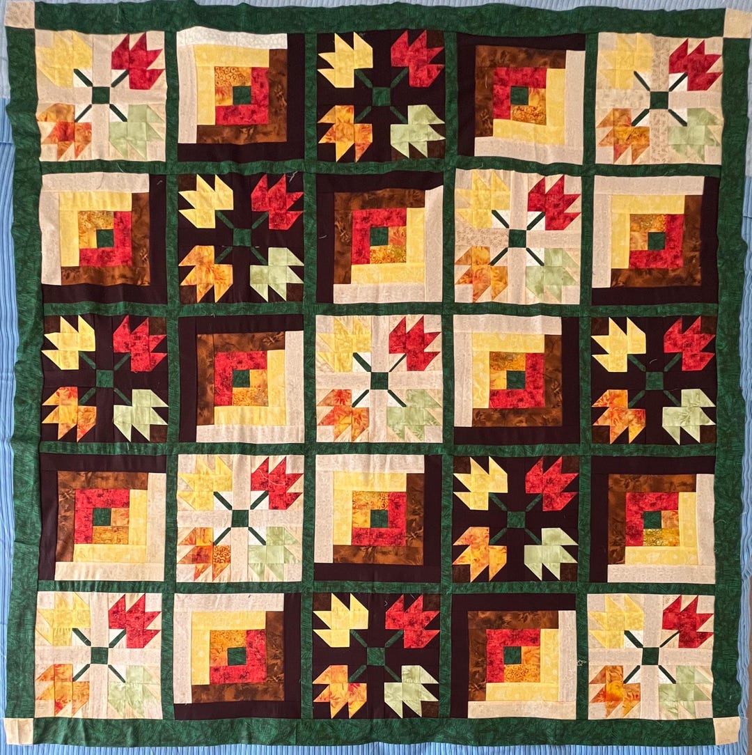 Unfinished Log Cabin Quilt Top – Autumn Colors (60x60 Inches) - Etsy