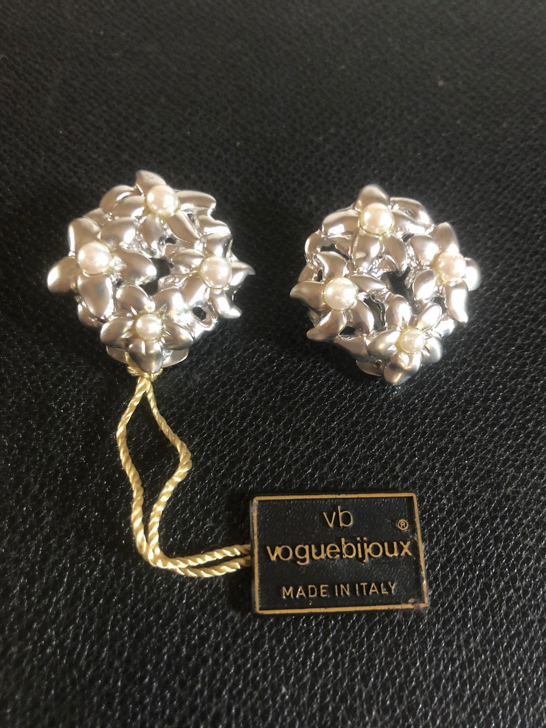 Vogue Bijoux Made in Italy Silver Flower and Faux Pearl Earrings ...