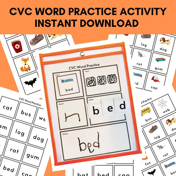 CVC Phonics Words Printable Activity Worksheets Preschool | Etsy