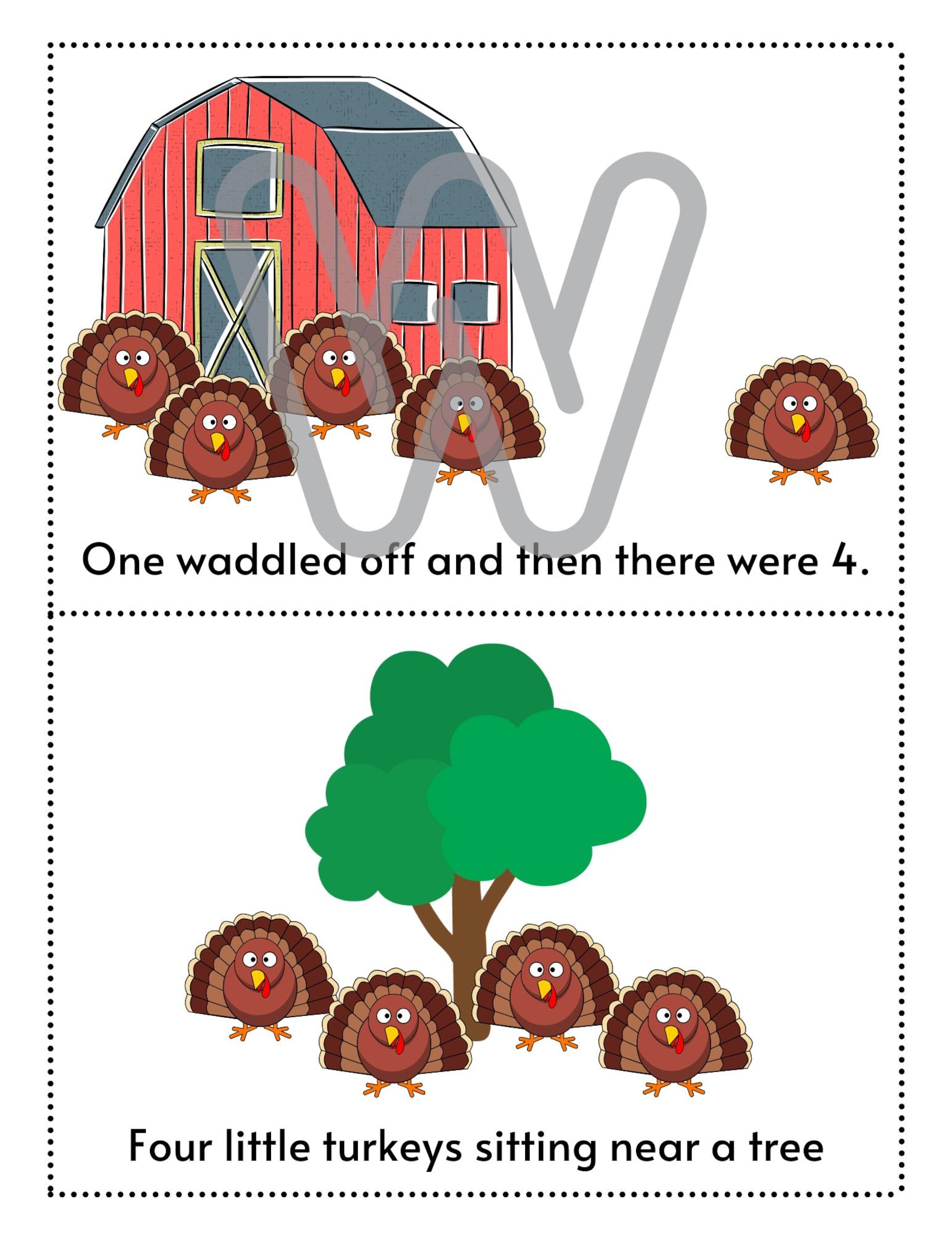 Five Little Turkeys Thanksgiving Poem Emergent Reader Book for ...