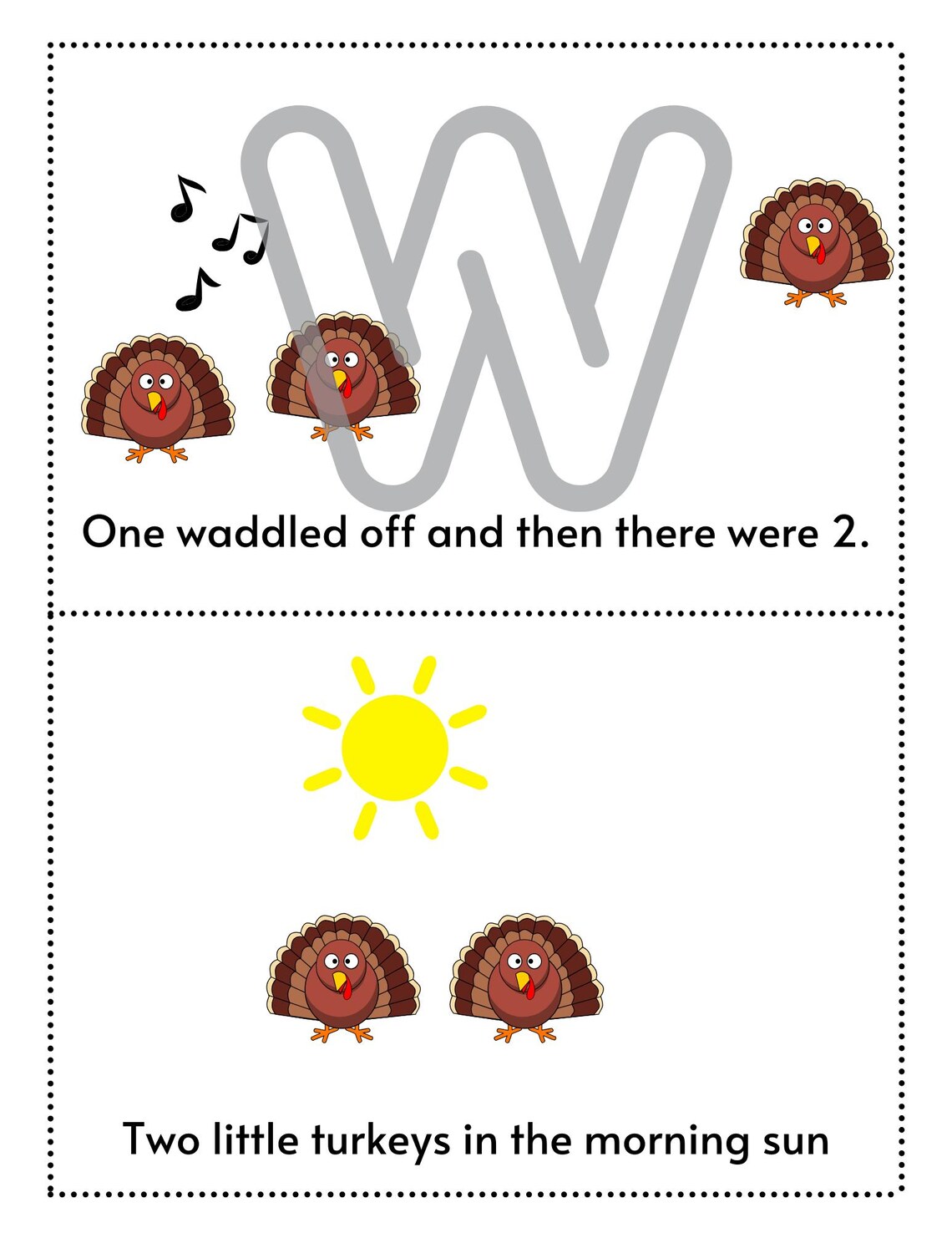 Five Little Turkeys Thanksgiving Poem Emergent Reader Book for ...