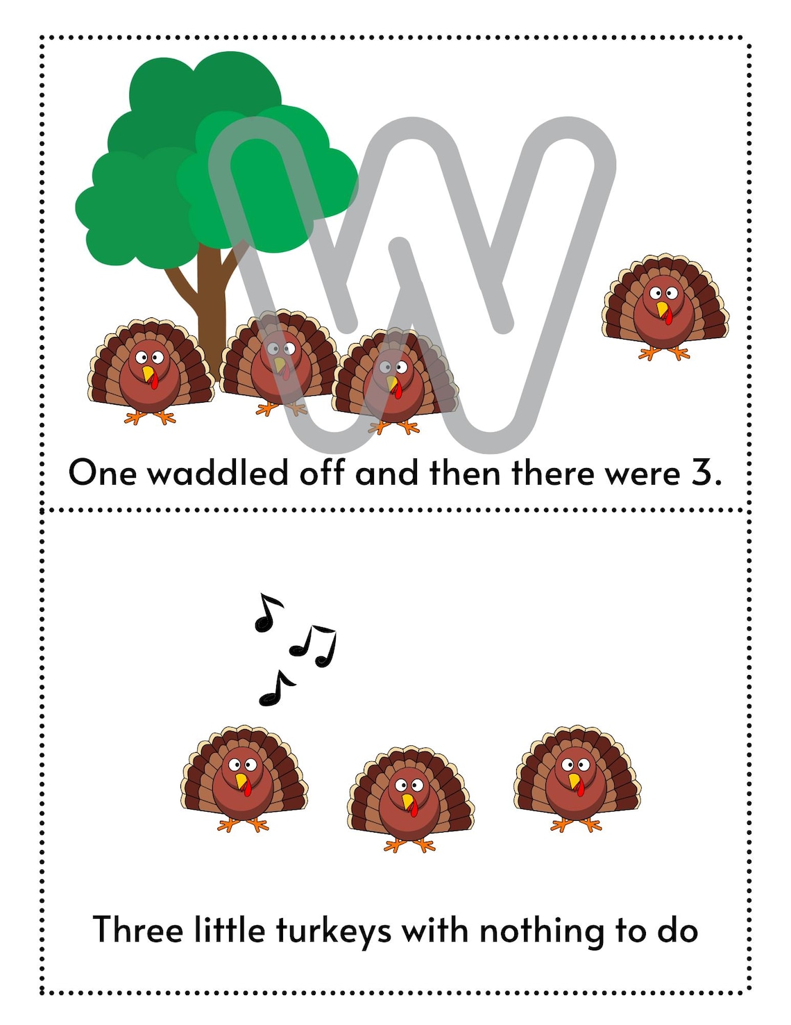 Five Little Turkeys Thanksgiving Poem Emergent Reader Book for ...