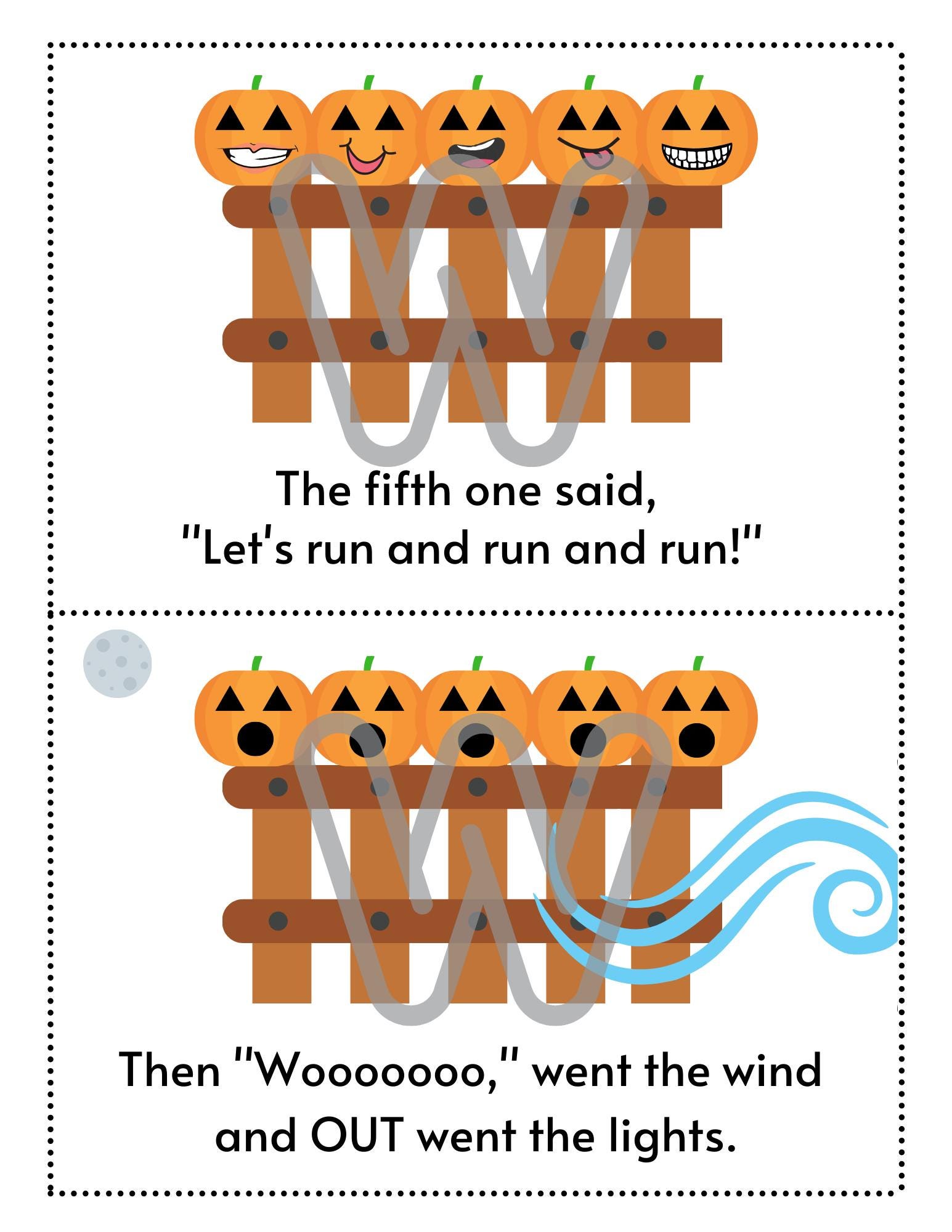 Five Little Pumpkins Sitting on a Gate Halloween Poem Emergent Reader ...