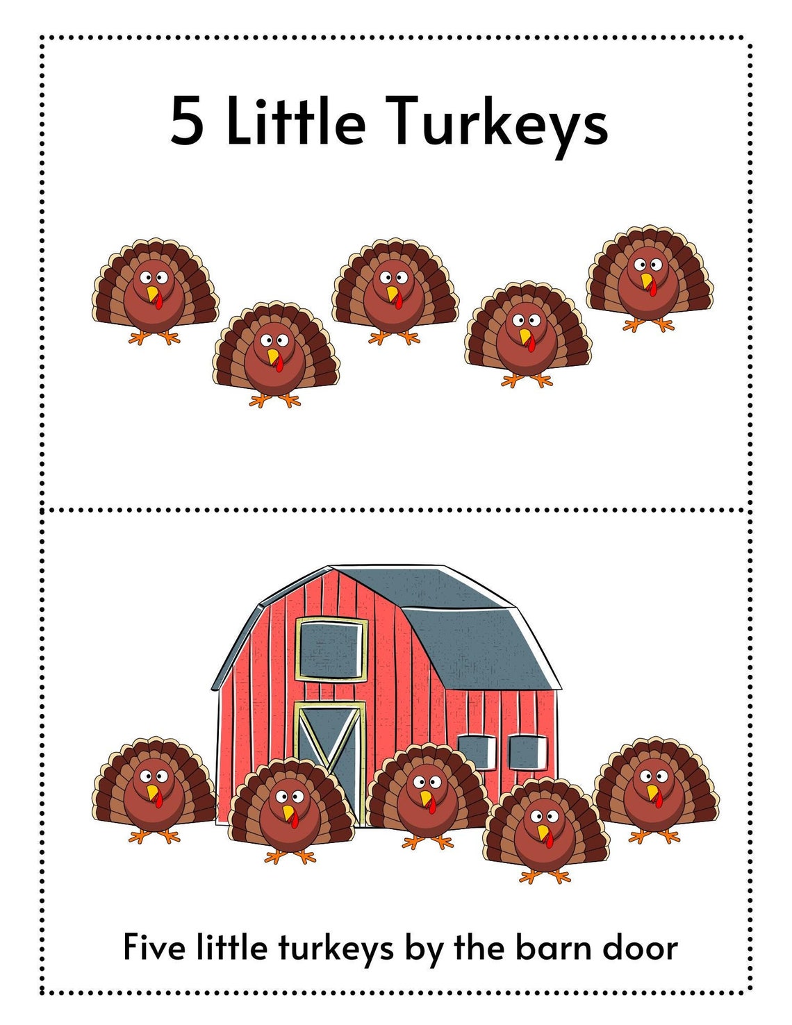 Five Little Turkeys Thanksgiving Poem Emergent Reader Book for ...