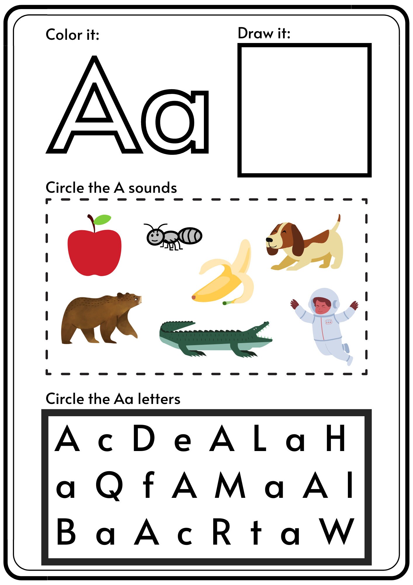 Letter Recognition and Sound Identification Alphabet Practice Worksheet ...