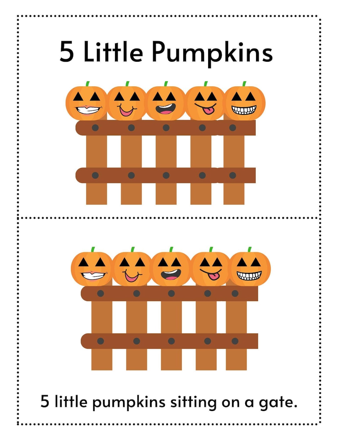 Five Little Pumpkins Sitting on a Gate Halloween Poem Emergent Reader ...
