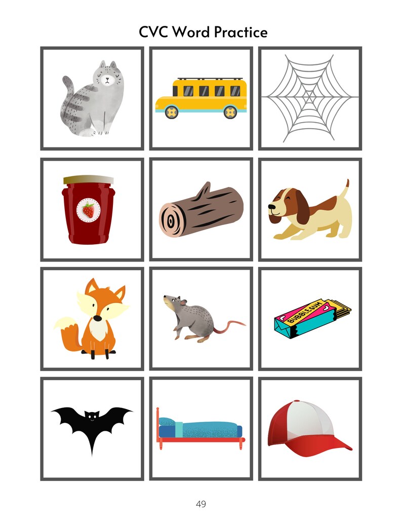 CVC Phonics Words Printable Activity Worksheets, Preschool, Prek ...