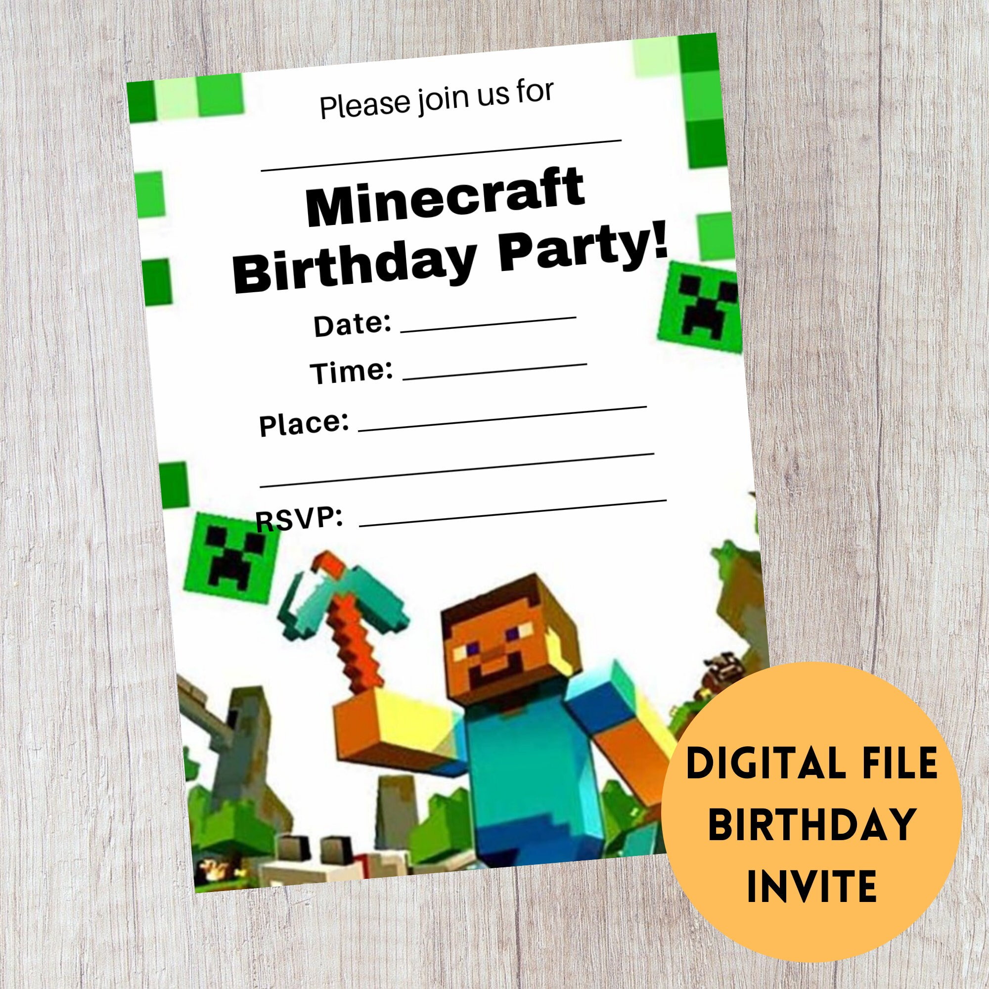 Minecraft Birthday Invitations
