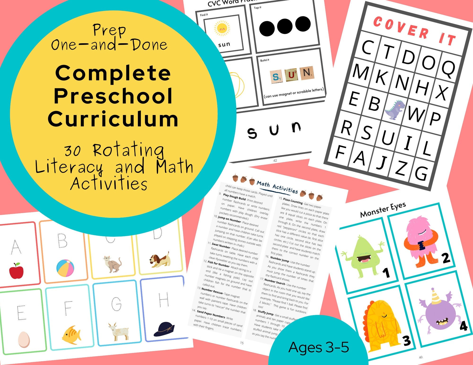 Preschool Prek Complete Curriculum (printable) 30 Rotating Math ...