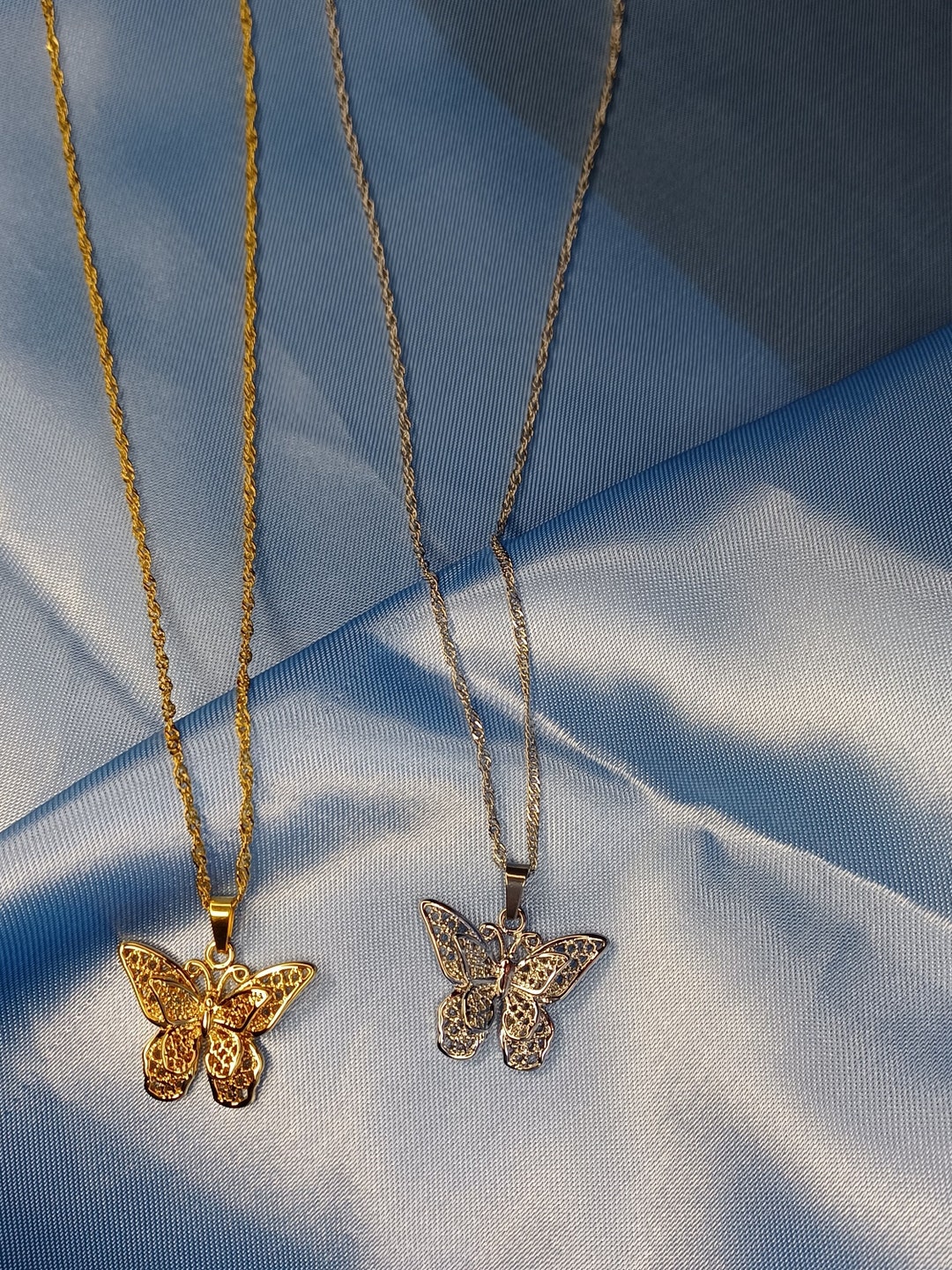 Double Wing Butterfly Stainless Steel 18k Gold Plated Fade Resistant - Etsy