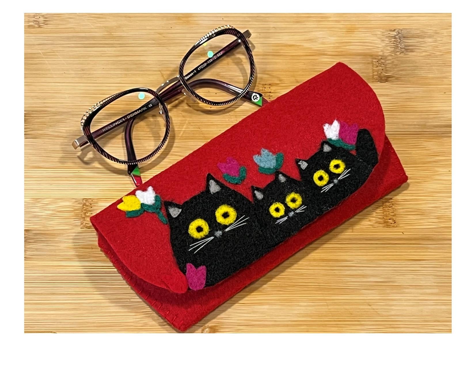 Black Cat GLASSES CASE Sewing Pattern - Maud Lewis Inspired Three Black ...