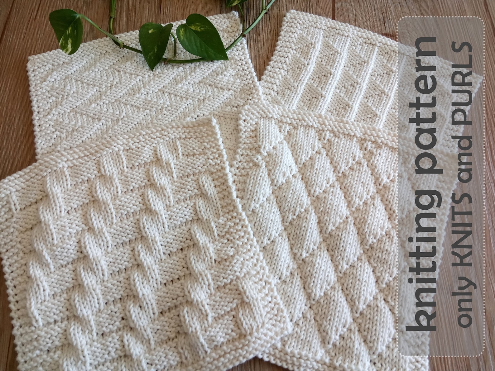 DISHCLOTH SET 5, Knitting Pattern Collection, 4 Beginner Patterns ...