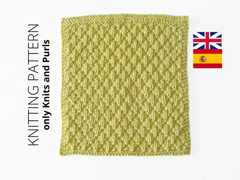 DIAMOND PADDING Dishcloth Beginner Knitting PATTERN Knit and - Etsy