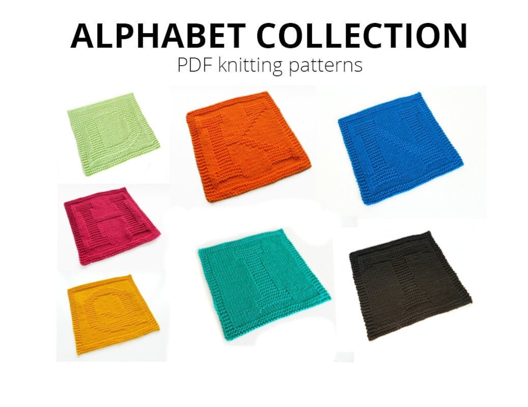 ALPHABET Collection - 26 Knitting Patterns for Letters - Beginner Knit ...
