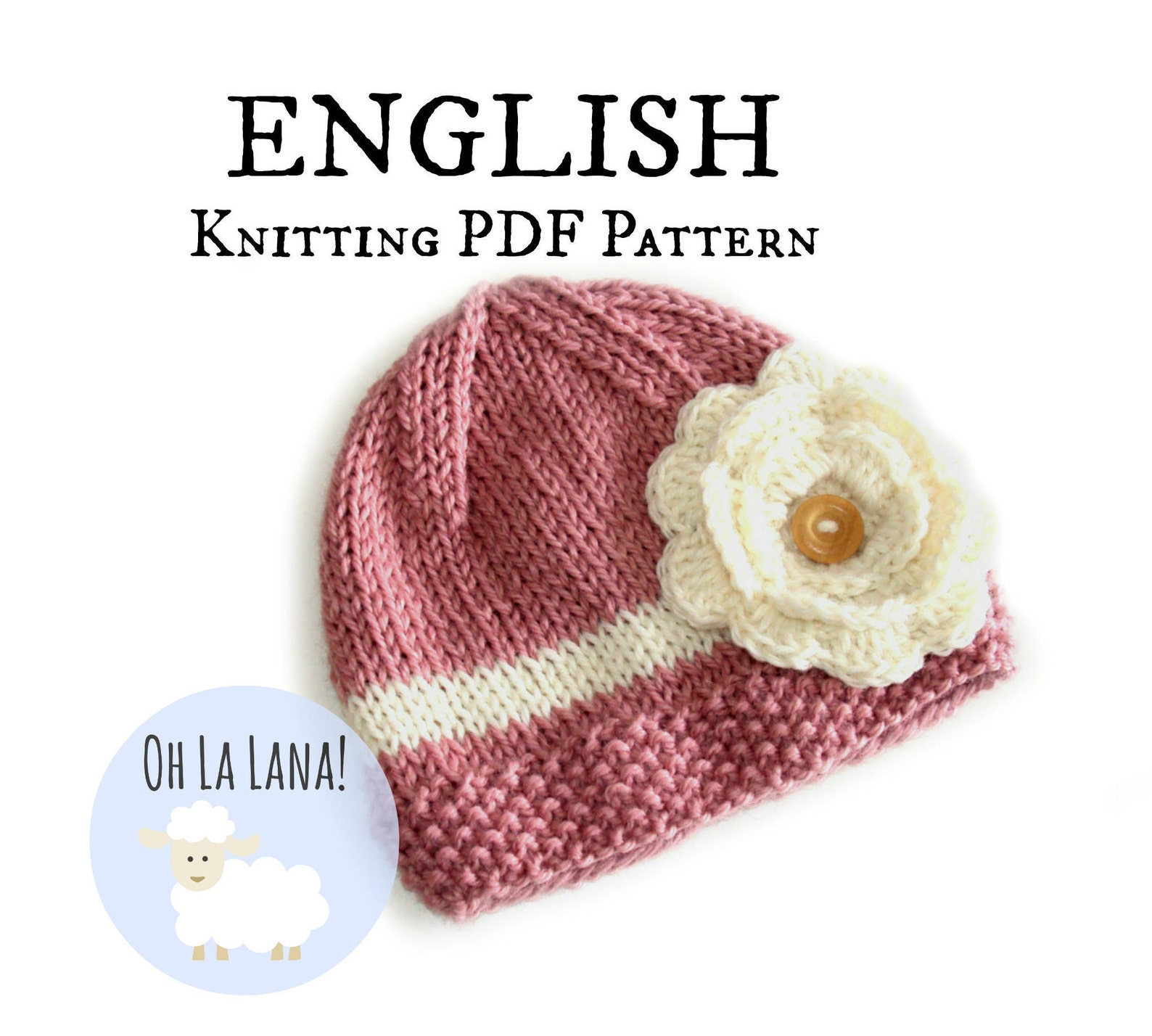 Girl Hat Knitting PATTERN for Babies and Toddlers ENGLISH DIY Flower ...