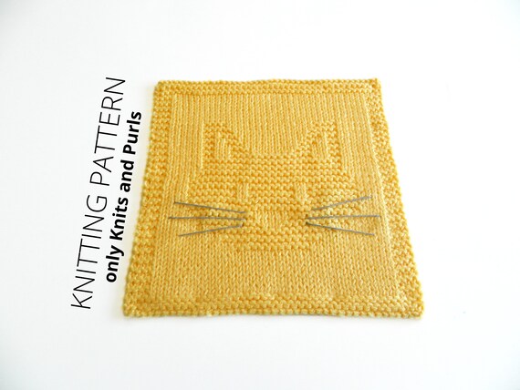 CAT HEAD Dishcloth Knitting Pattern Beginner Cat Cloth | Etsy