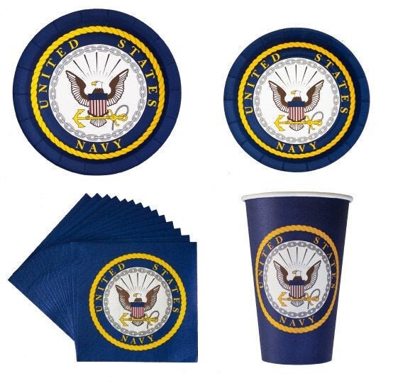 US Navy Party Cups- Navy Paper Cups, US Navy Party, Navy Graduation ...