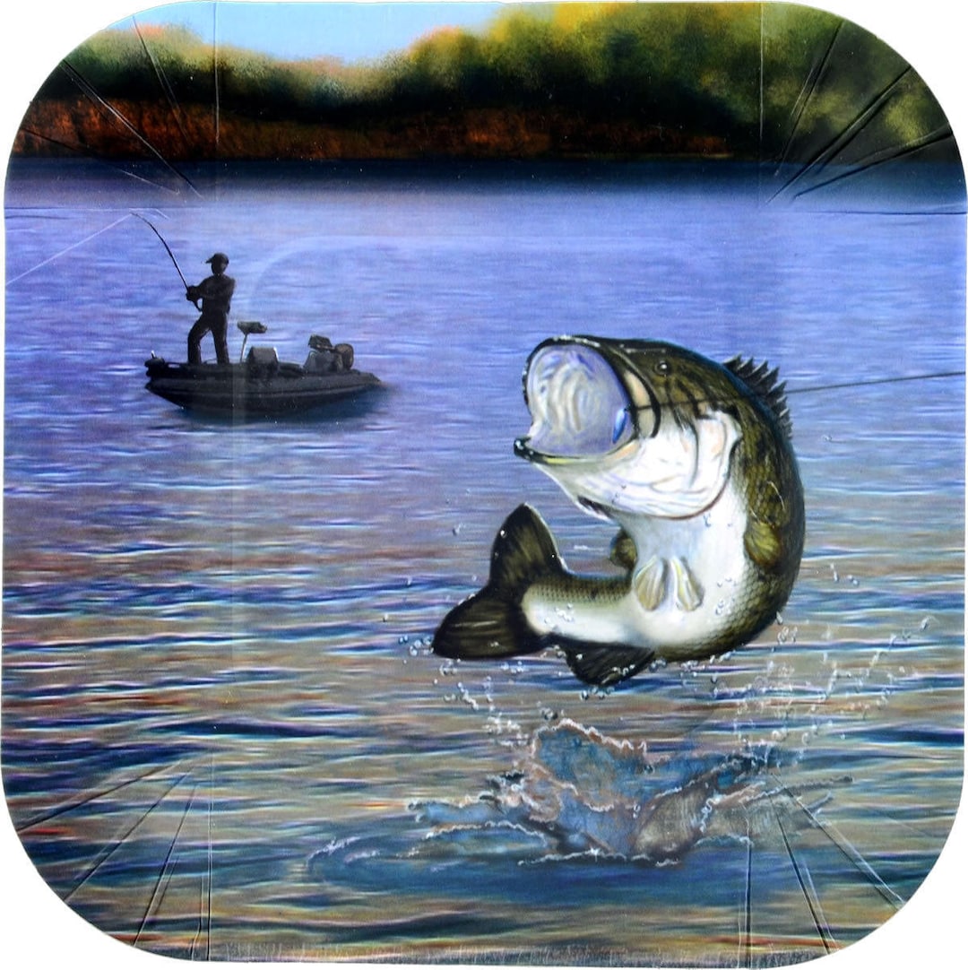 Bass Fishing Dessert Plates 8 Pack/bass Fishing Small Square Plates ...