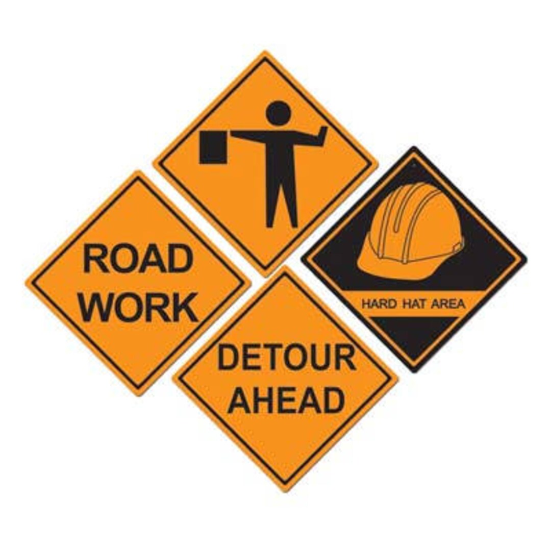 Construction Sign Party Cut Out Decorations/ Construction Party Wall ...