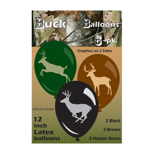 6 PC Buck Deer Latex Balloons/ Deer Hunting Birthday Balloons/ Deer ...