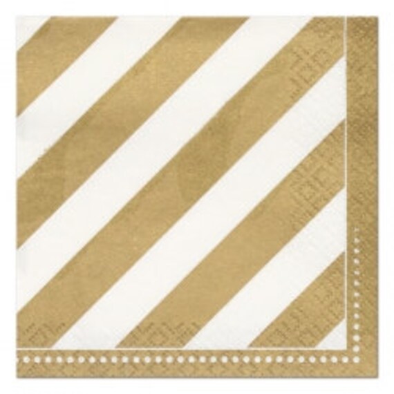 Golden Striped Beverage Napkins/ 16 CT Gold Party Napkins/ - Etsy