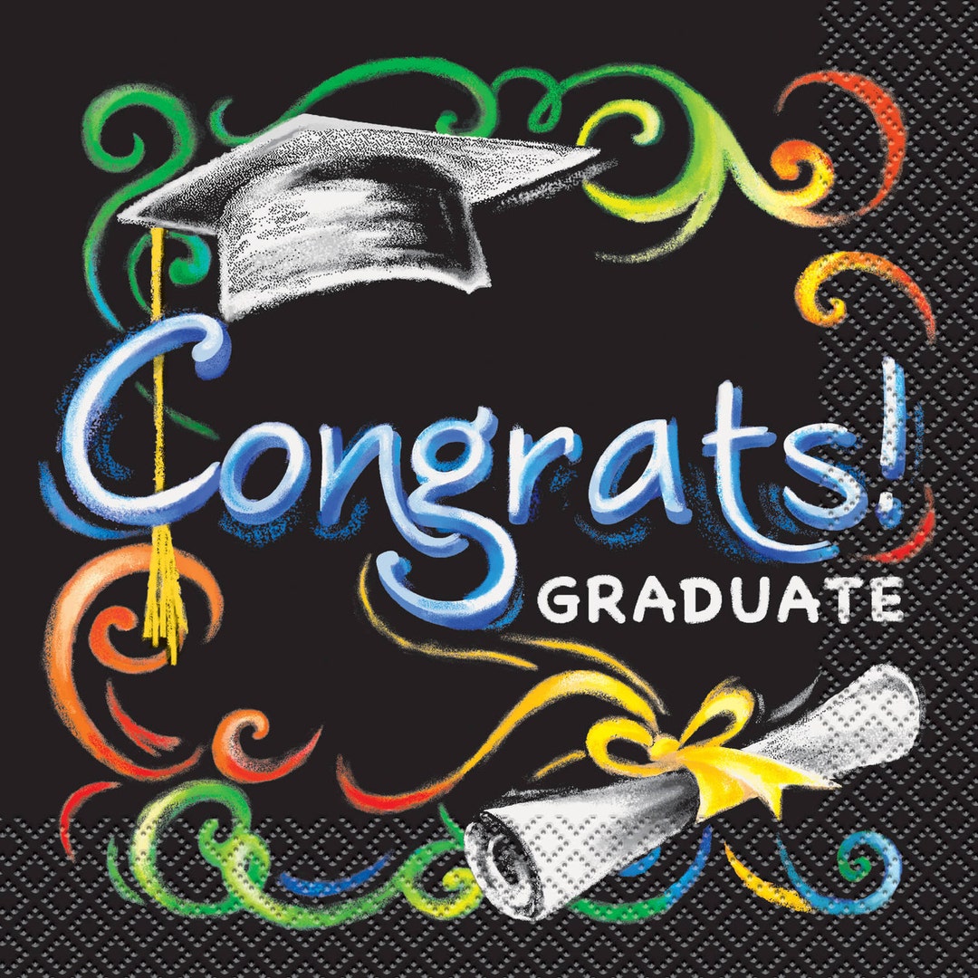 Graduation Party Paper Beverage Napkins/ Chalkboard Style Graduation ...