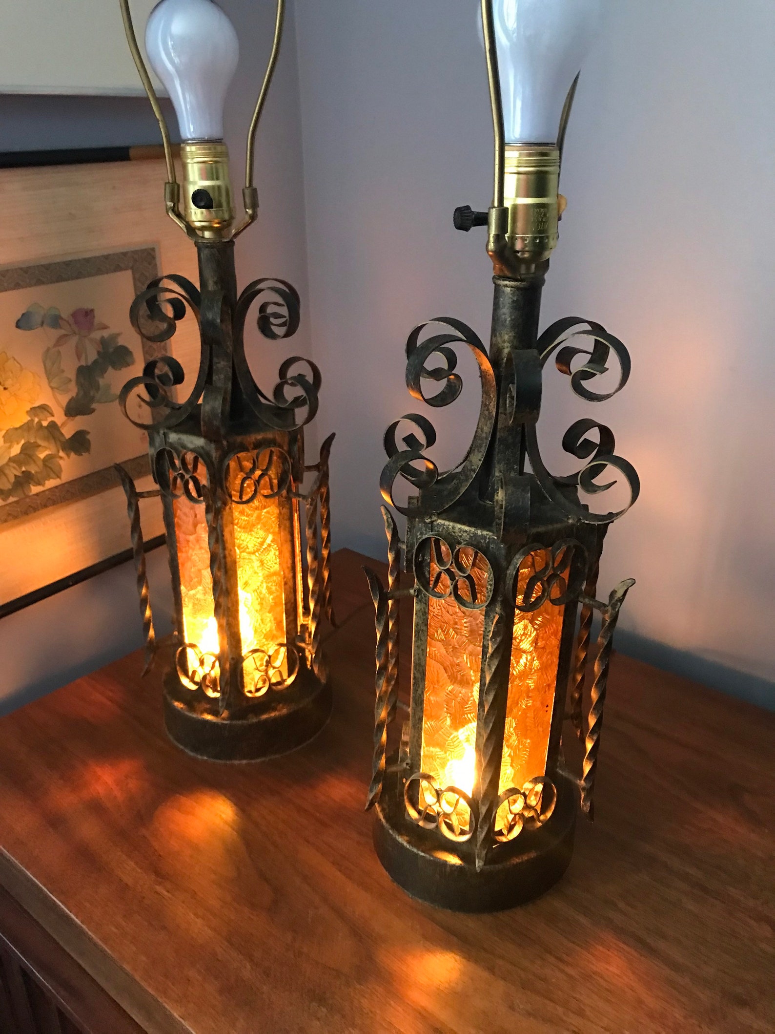 Vintage Wrought Iron Spanish Style Table Lamps/gothic Revival - Etsy