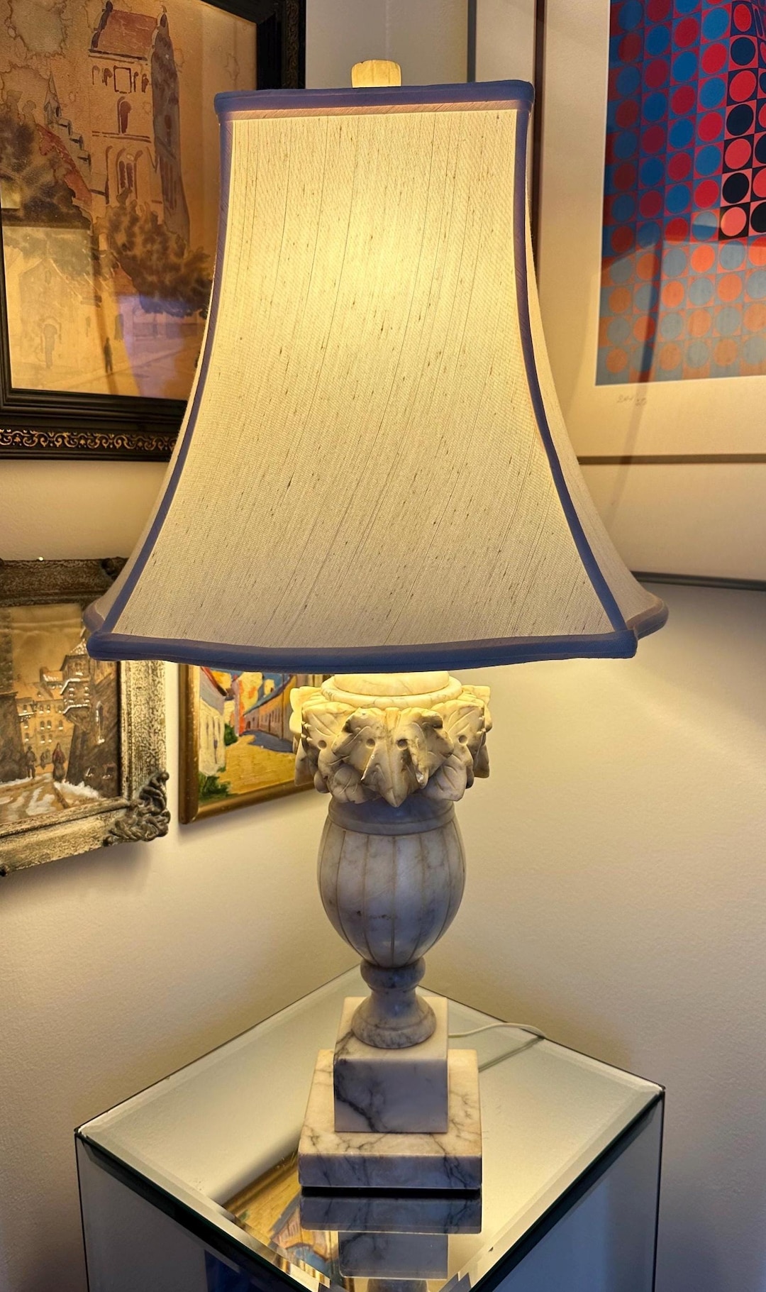 Vintage Italian Marble Lamp/alabaster Lamp/vintage Marble Lamp/stone ...