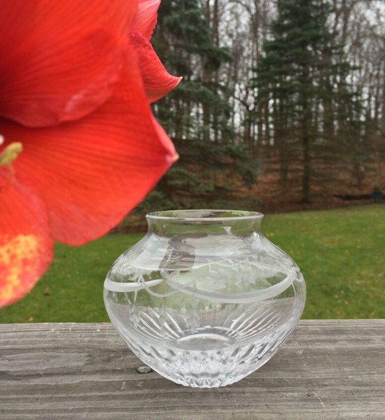 Vintage Cut Crystal Small Vase/glass Vase/vintage Bud Vase/small Cut ...
