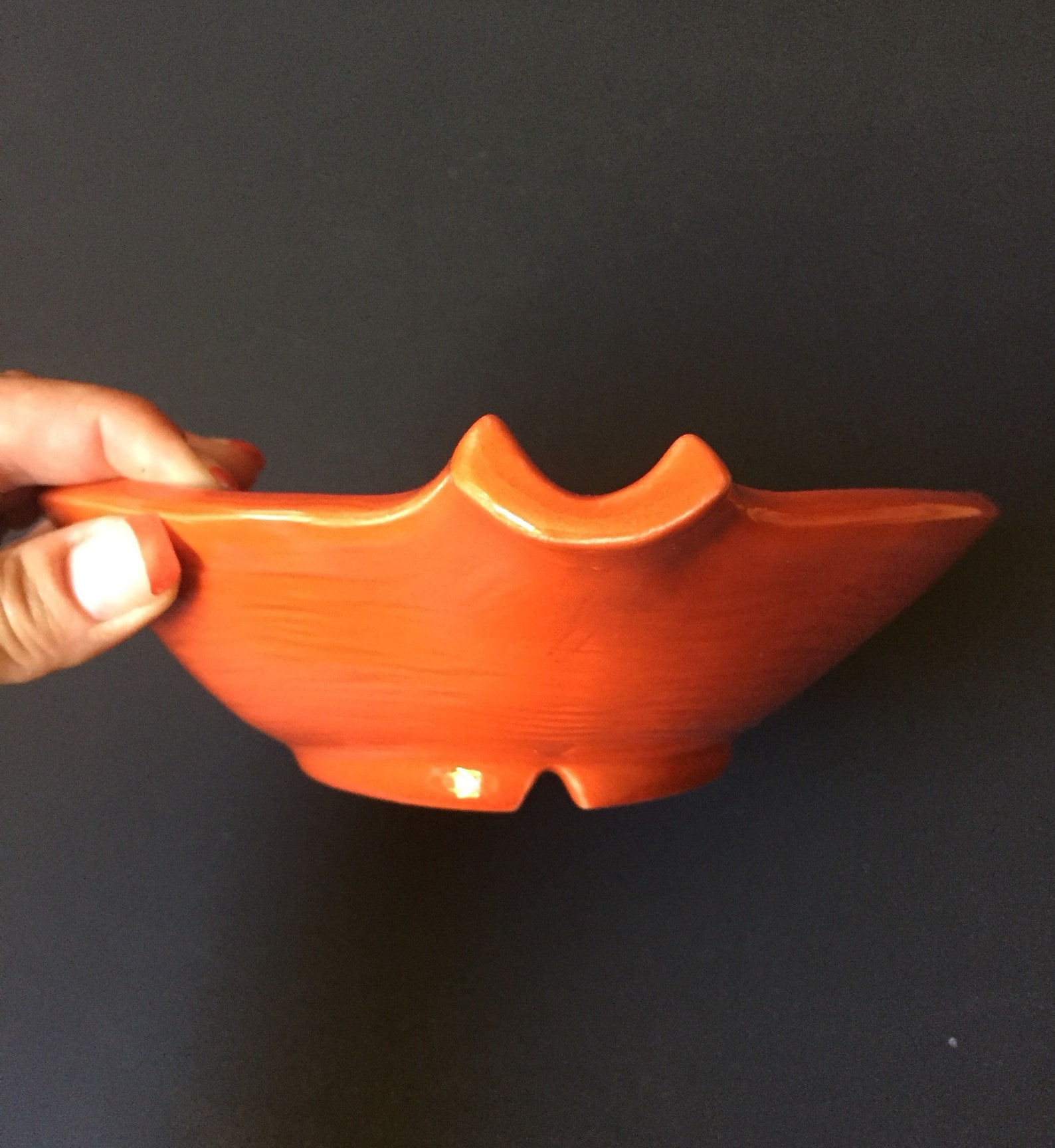 Mid Century Orange Ceramic Ashtray / Mid Century Burnt Orange Ashtray ...
