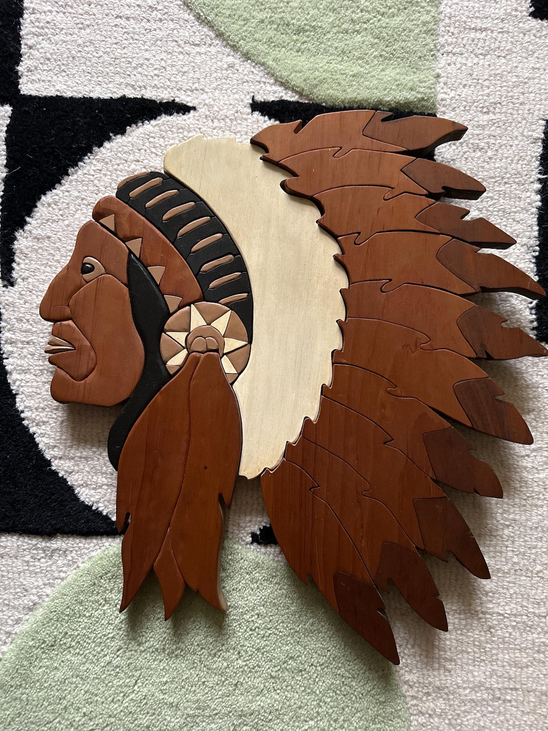 Wooden Native Indian Wall Decor/indian Chief Wooden Intarsia/wooden ...