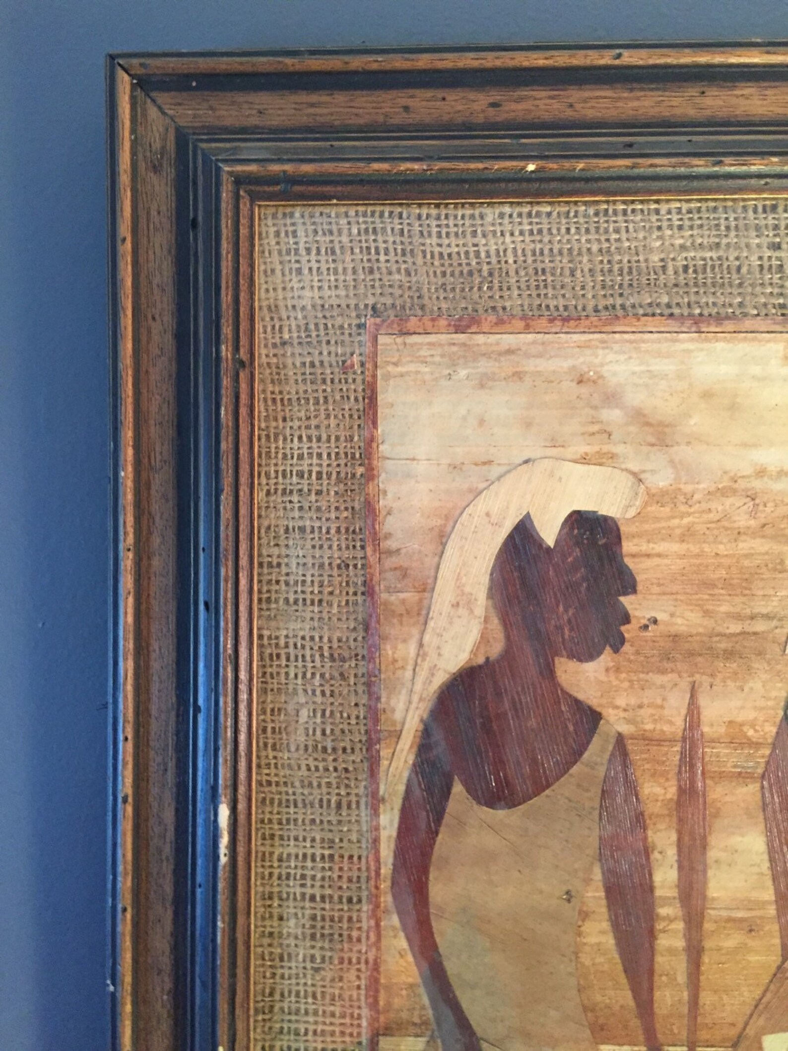 Vintage Original African Art / Aftican Framed Mix Media / Mosaic Wall ...