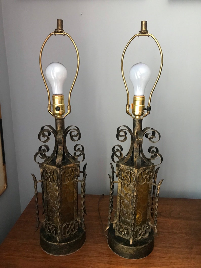 Vintage Wrought Iron Spanish Style Table Lamps/gothic Revival - Etsy