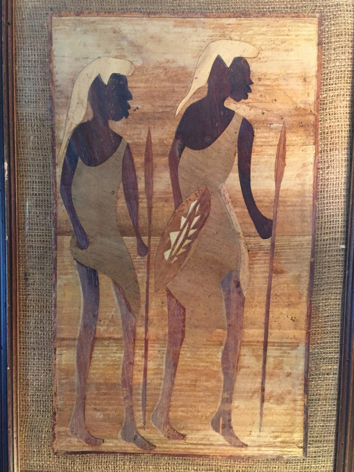 Vintage Original African Art / Aftican Framed Mix Media / Mosaic Wall ...