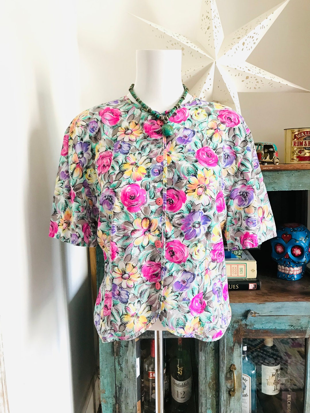 Vintage Happit Floral Blouse Retro Size 16 Great Condition - Etsy