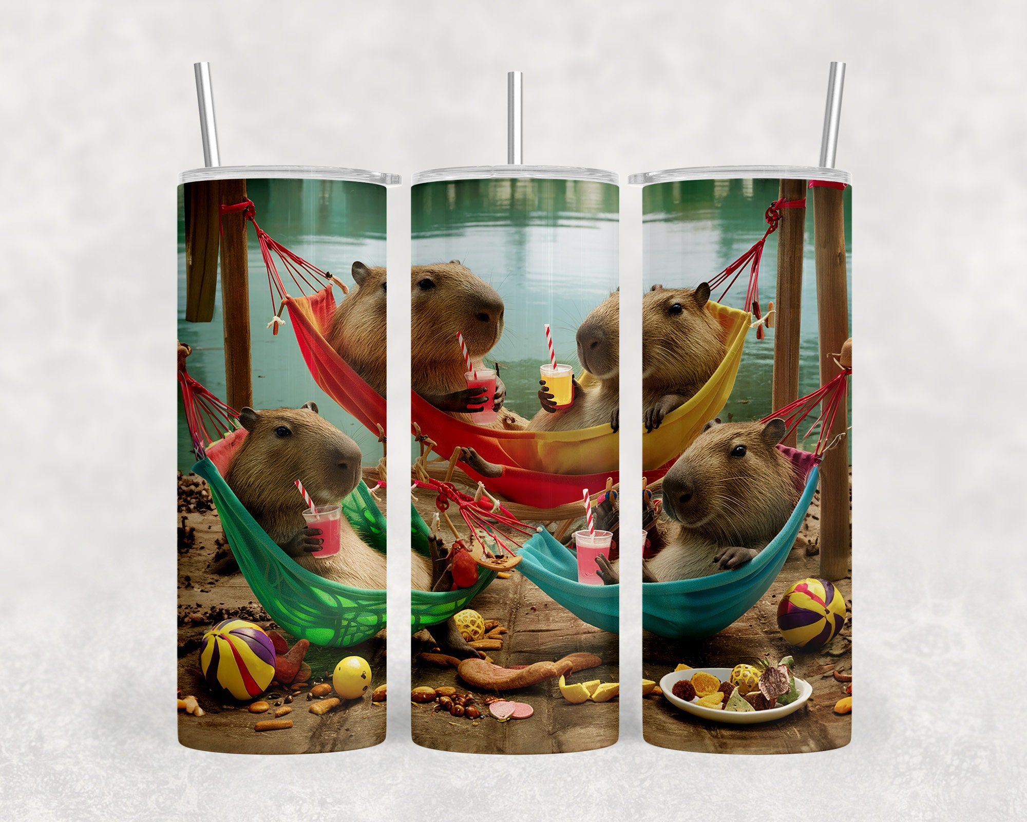 Capybara Tumbler Wrap 20oz Skinny Tumbler Sublimation Design Digital ...