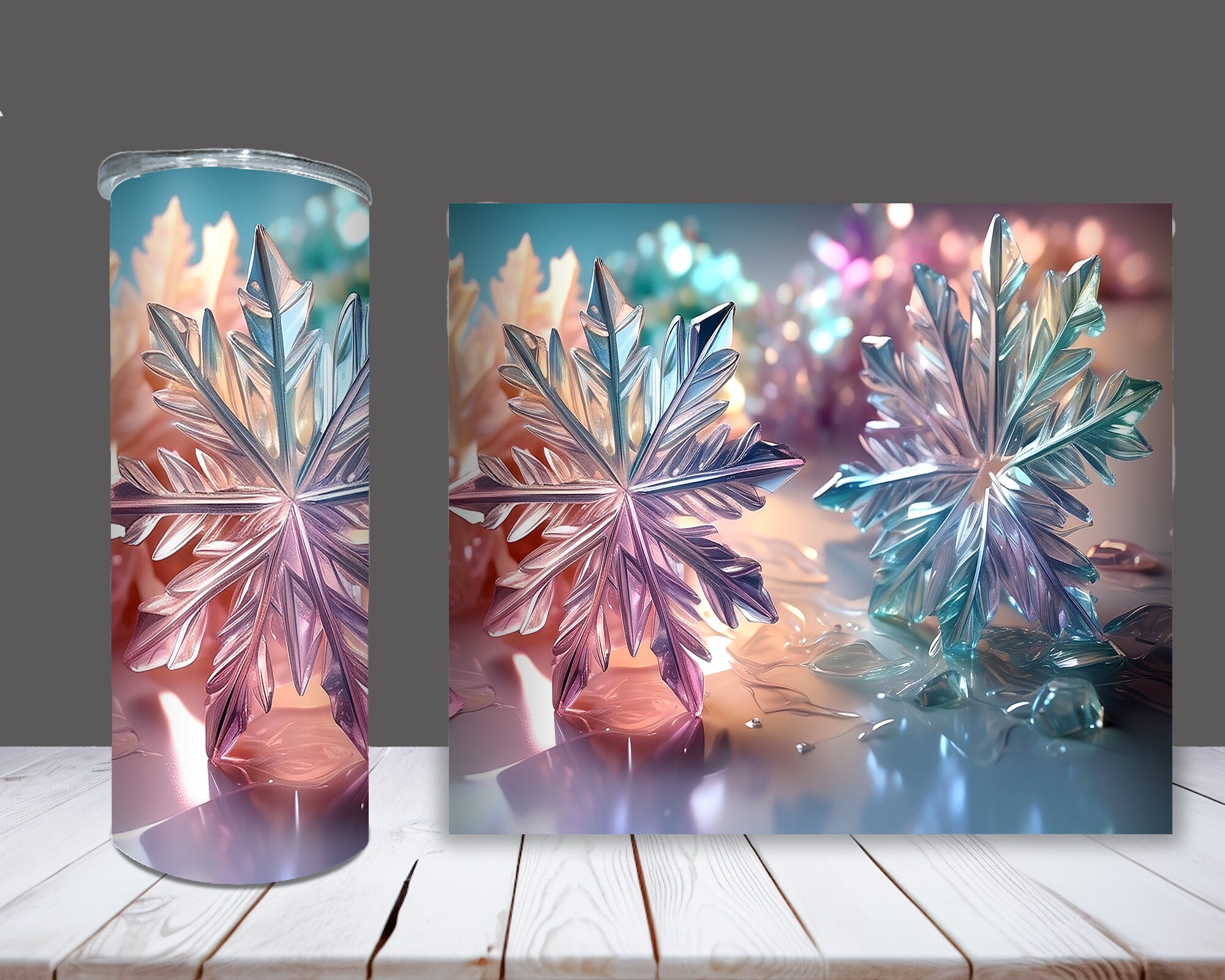 Colorful Crystal Snowflake Tumbler Wrap, 20oz Skinny Tumbler ...
