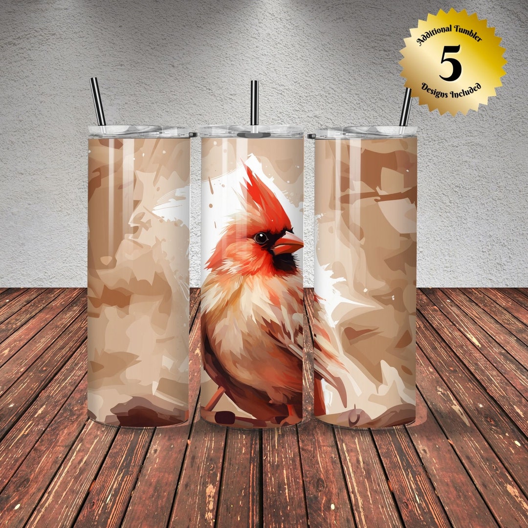 Cardinal Tumbler Wrap, 20 Oz Skinny Tumbler Sublimation Design Digital ...