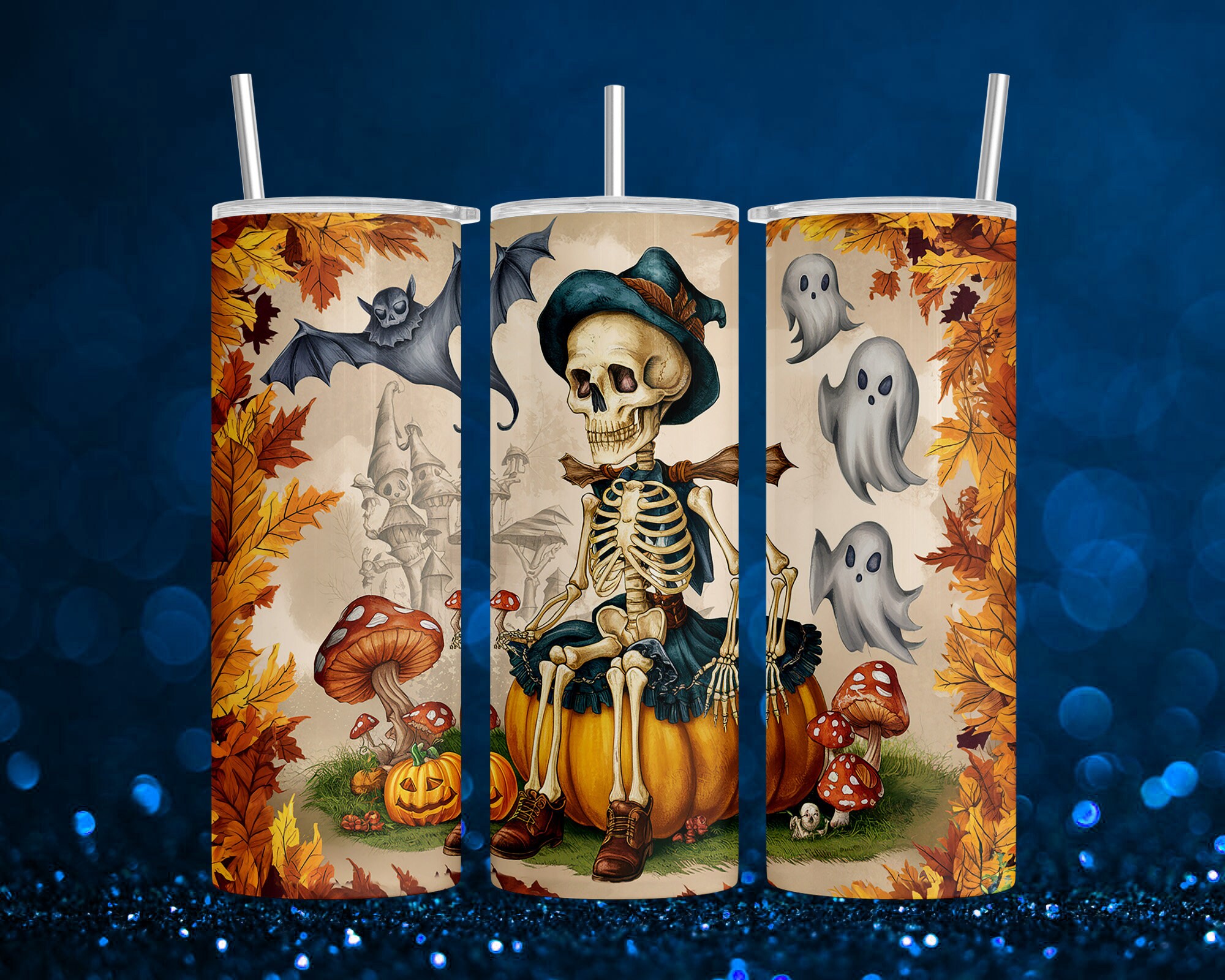 Skeleton Tumbler Wrap Skeleton PNG Halloween Spooky Season Halloween ...