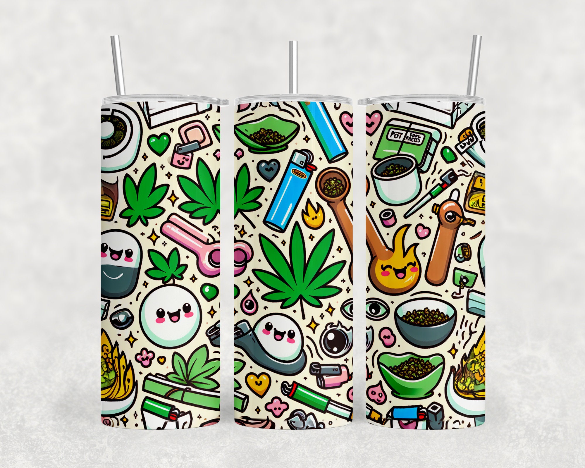Weed Collage 20 Oz Skinny Tumbler Wrap Sublimation Design, Instant ...