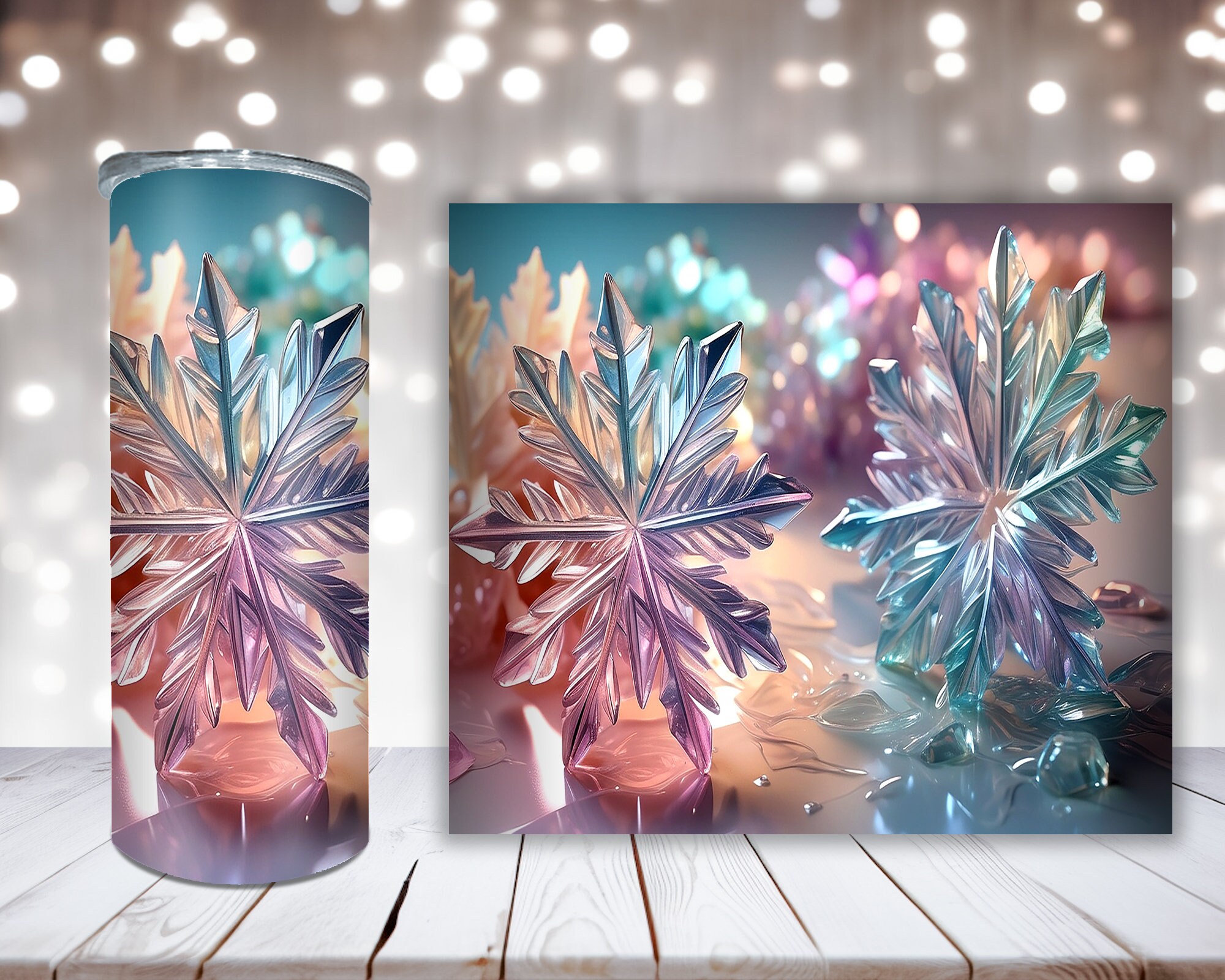Colorful Crystal Snowflake Tumbler Wrap, 20oz Skinny Tumbler ...