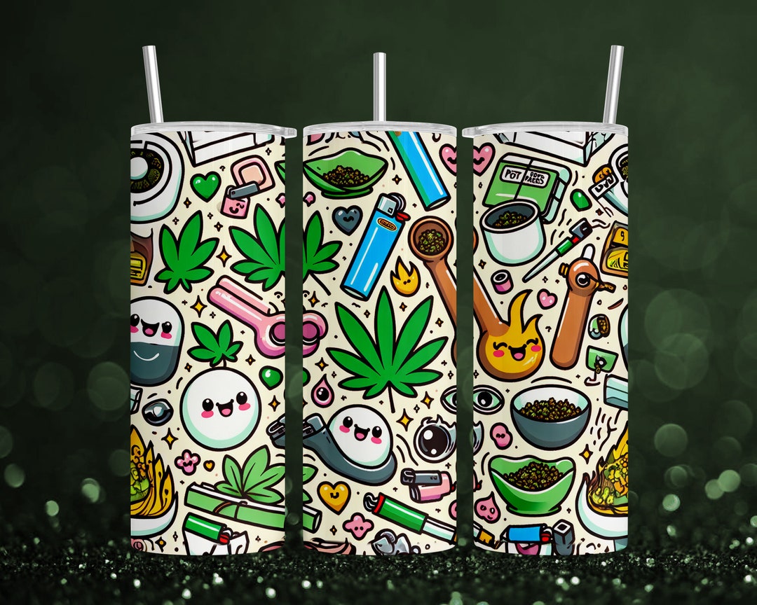 Weed Collage 20 Oz Skinny Tumbler Wrap Sublimation Design, Instant ...