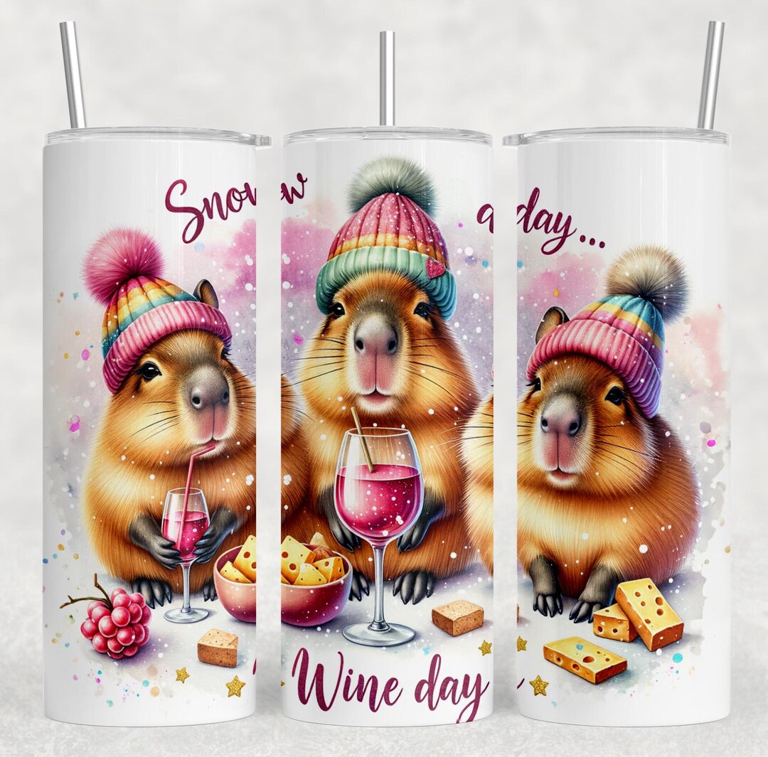 Wine Day Capybara 20 Oz Skinny Tumbler Wrap Christmas Capybara ...