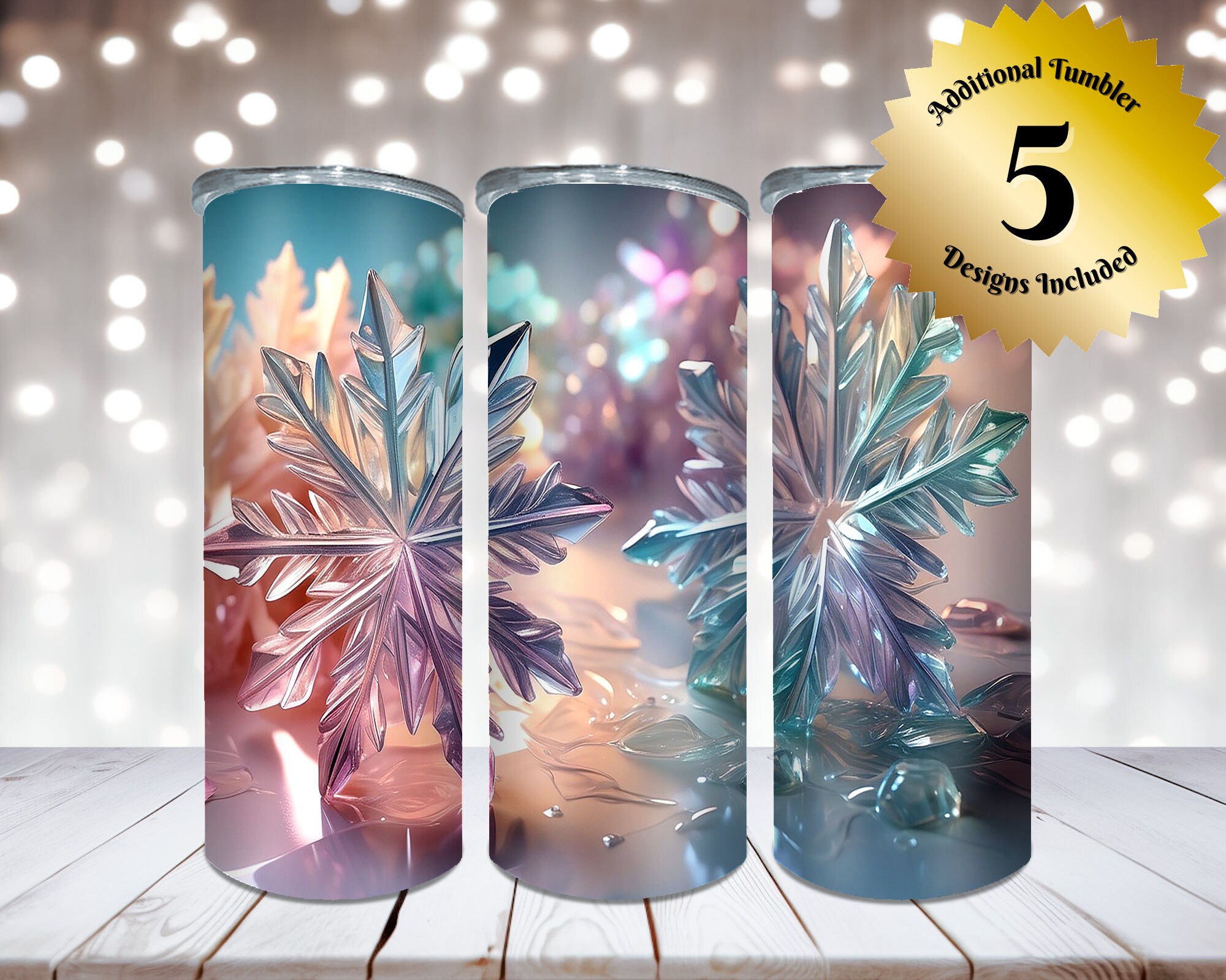 Colorful Crystal Snowflake Tumbler Wrap, 20oz Skinny Tumbler ...