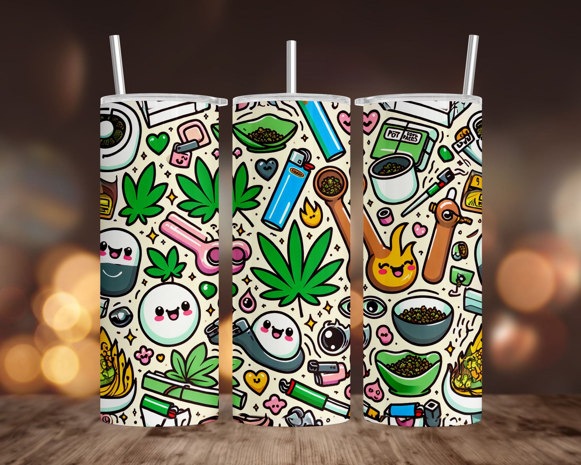 Weed Collage 20 Oz Skinny Tumbler Wrap Sublimation Design, Instant ...