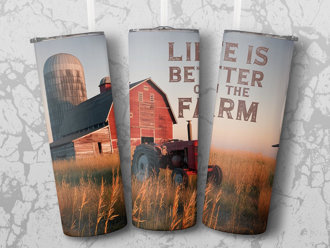Farm Life Sublimation Design, 20oz Skinny Tumbler Wrap, Digital ...